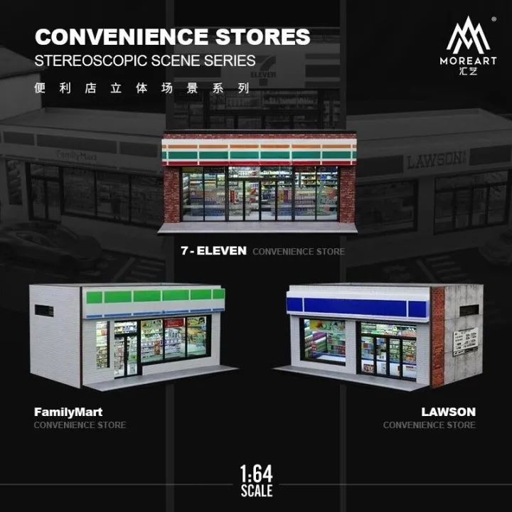 Diorama 1/64 Scale Car Garage Model City Street View City Parking Lot Store Apartment Building ...