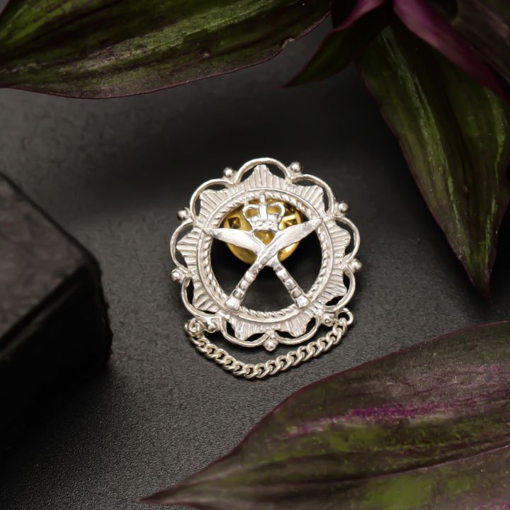 Hesse tisa Pure Silver Round Cross Khukuri Design Brooch For Men ...