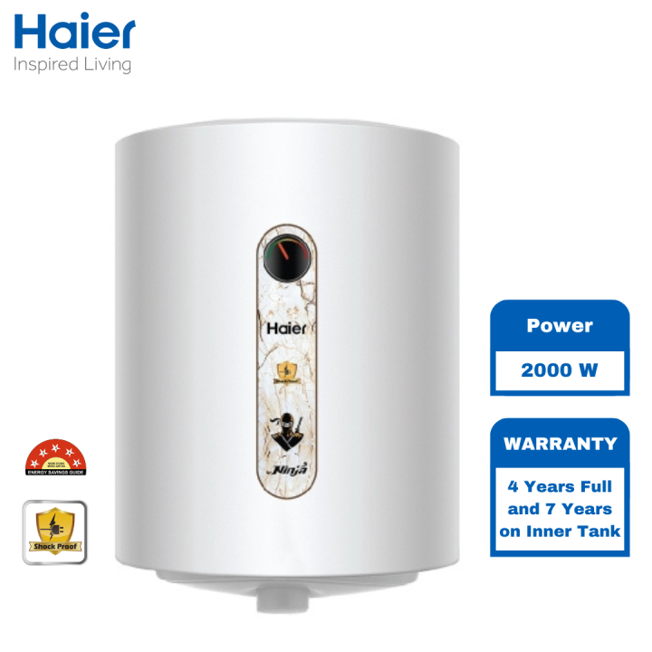 Haier 25 Liters 5-Star Rated Shock Proof Water Heater Ninja ES25V-NJ-P ...