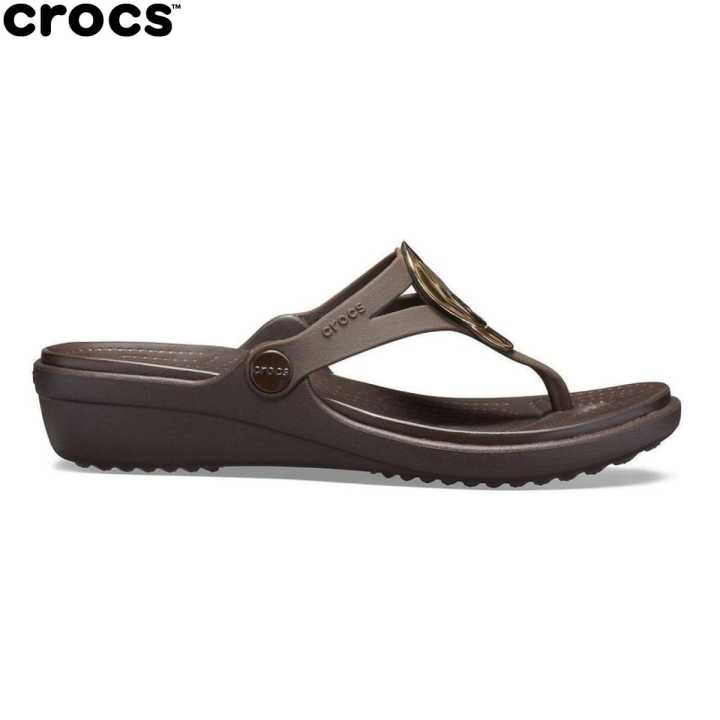 Crocs Gold Espresso Sanrah Liquid Metallic Wedge Sandals For Women 205734 71C Daraz .np