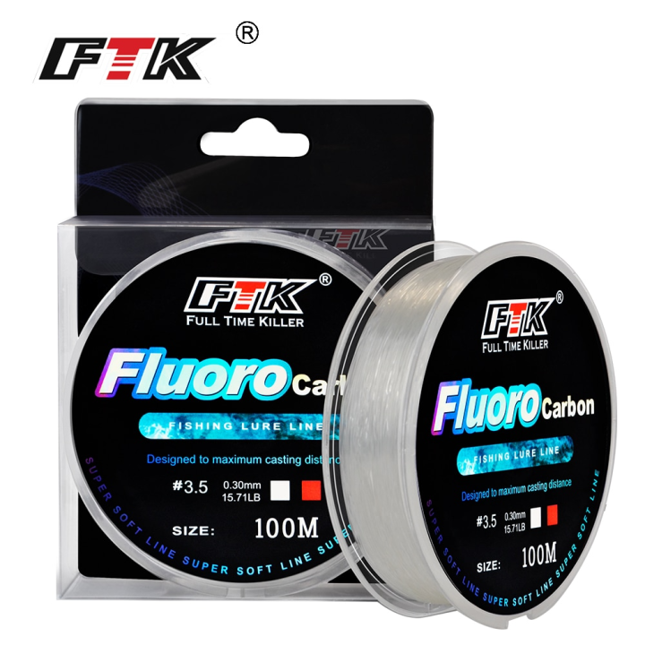 100M Fluorocarbon Coating Fishing Line 4.136LB-34.32LB Carbon Fiber ...