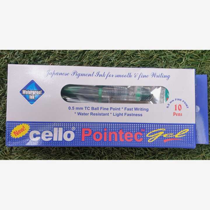 Green Gel Pen (Cello Pointec Green Gel Ink) Pen A Set of 10 Pens By ...