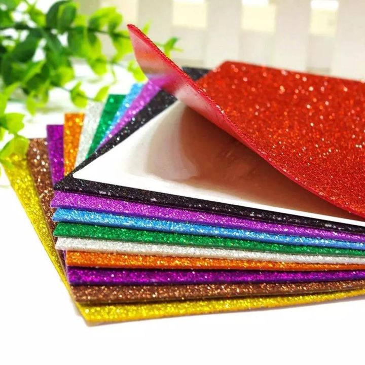 10pcs color mixed high-grade glitter foam board, adhesive backing, self ...