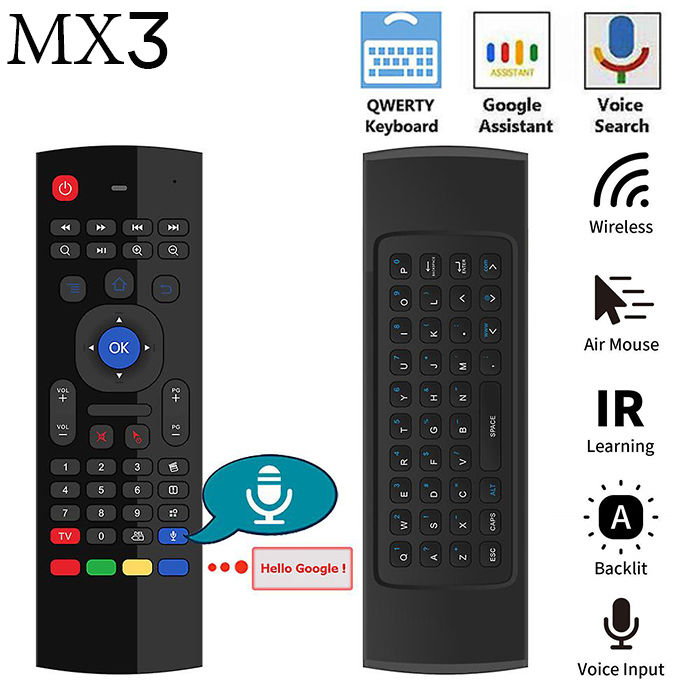 MX3 Wireless Remote, Air Mouse Keyboard with Voice Command Search, IR ...