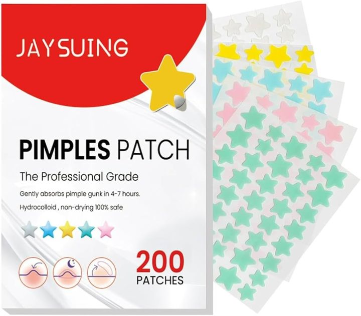200 Pcs Jaysuing Pimple Patches for Face, Cute Star Zit Covers For Face ...