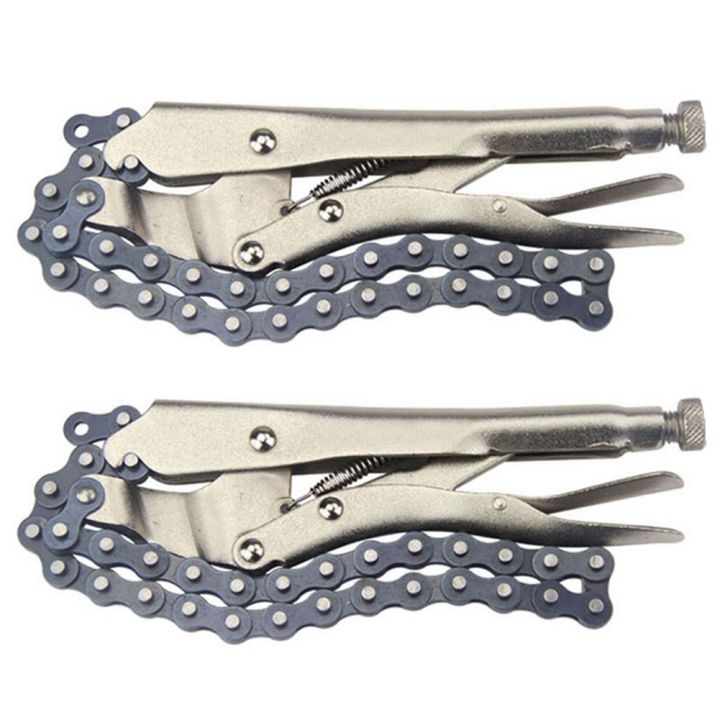 2pcs 10 Inch Chain Vise Clamp Plier Locking Grip Wrench Oil Filter Pipe ...