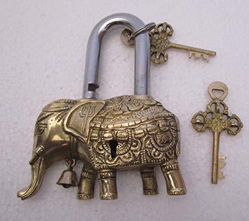 Hand Crafted Antique Brass Blessing Key Padlock With Keys (Brass Finish ...