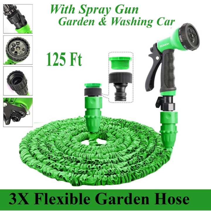 125FT Magic Horse Pipe 3X Expandable Garden Spray Pipe With Spray Gun ...