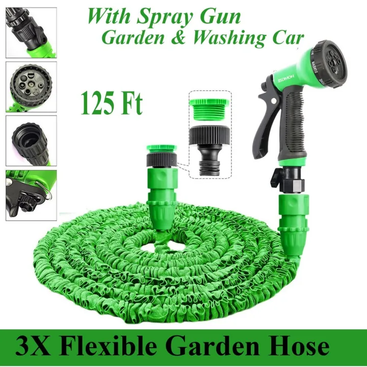 125FT Magic Horse Pipe 3X Expandable Garden Spray Pipe With Spray Gun ...