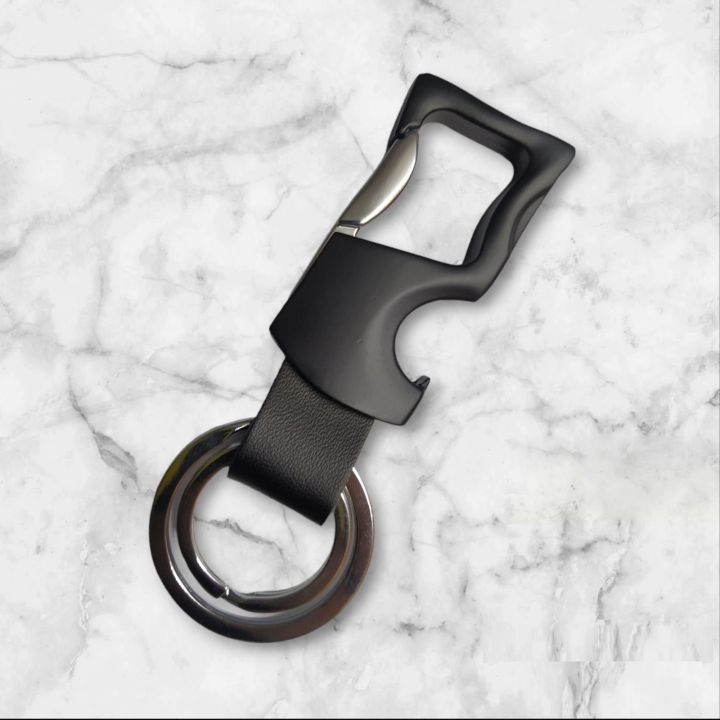 Premium Matt Black Metal Leather mixed Keyring With Bottler Opener | Daraz.com.np