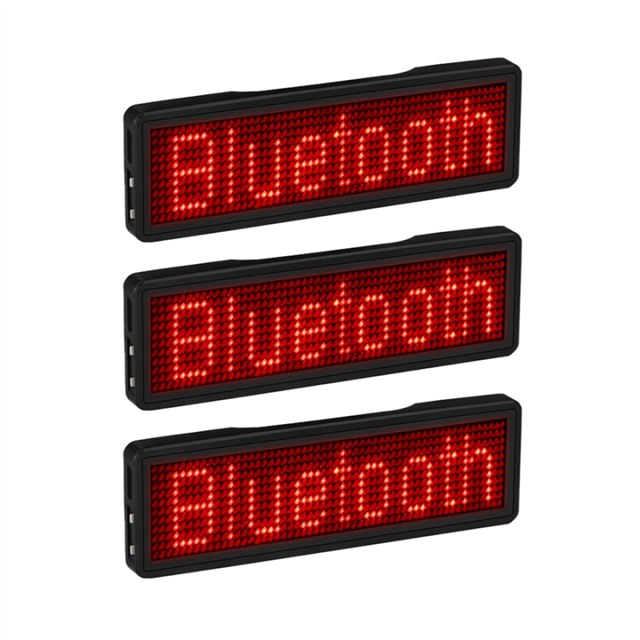 3X Bluetooth LED Name Badge Rechargeable Light Sign DIY Programmable ...