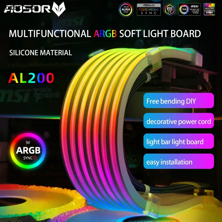 DISICHEN Luxury PC Case PSU Extension RGB Cable, ATX 24Pin + PCI-E GPU ...