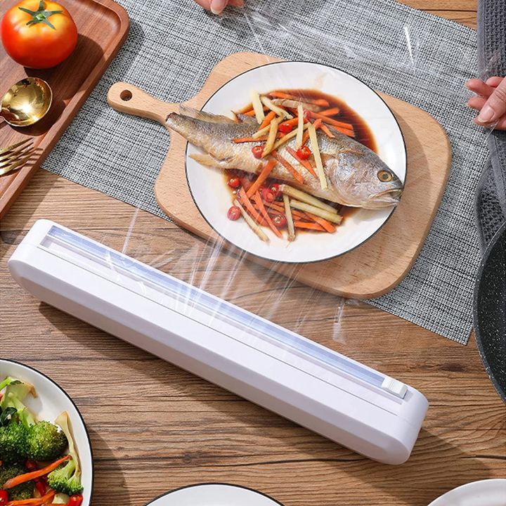 Wall Mounted Cling Film Foil Sharp Slide Cutter Plastic Refillable Food ...