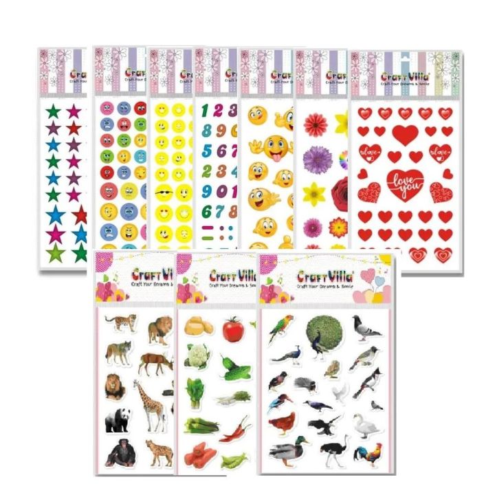 ProArt Craft Villa Crafty Stickers, Pack of 10 Different Patterns ...