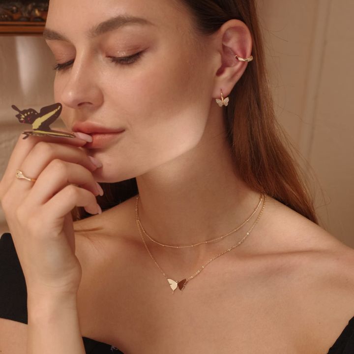 Double Layer Butterfly Necklace - Elegant Clavicle Chain for Women ...