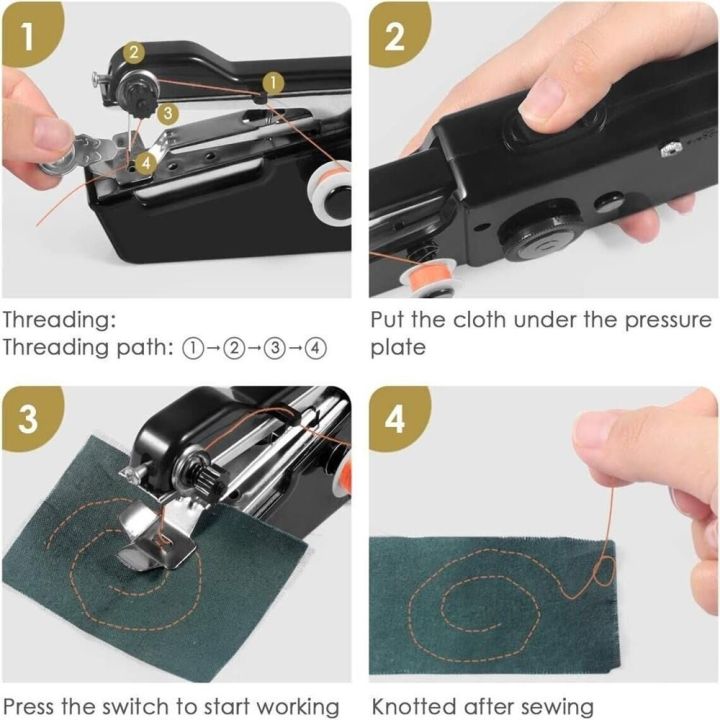 Black Color Portable Bobbin With Thread and Needle Locked Stitcher ...