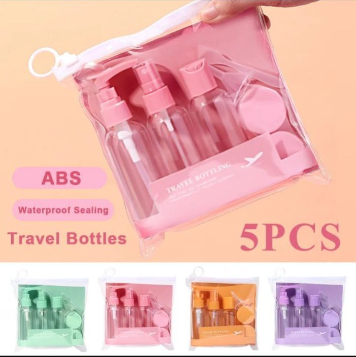5 PCS Travel Refillable Bottle Set Refillable Spray Lotion Shampoo ...