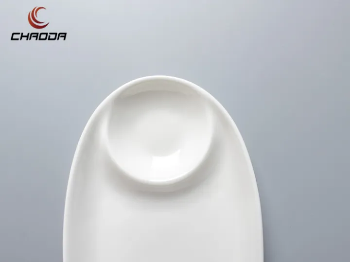 White Oval High Grade Melamine Momo Plate With Side Sauce Bowl | Daraz ...