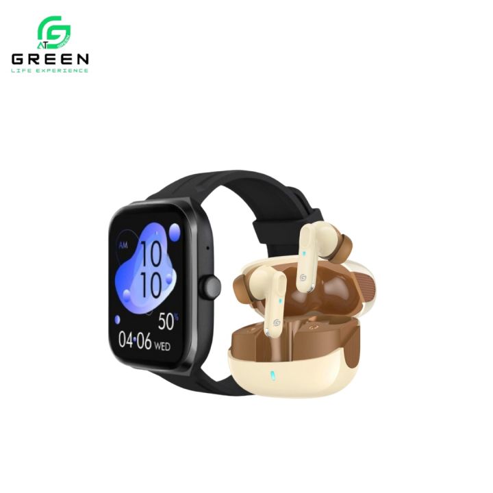 Green Combo Airbeat-520 Dual Mic ENC Earbuds & vision Fit metallic ...