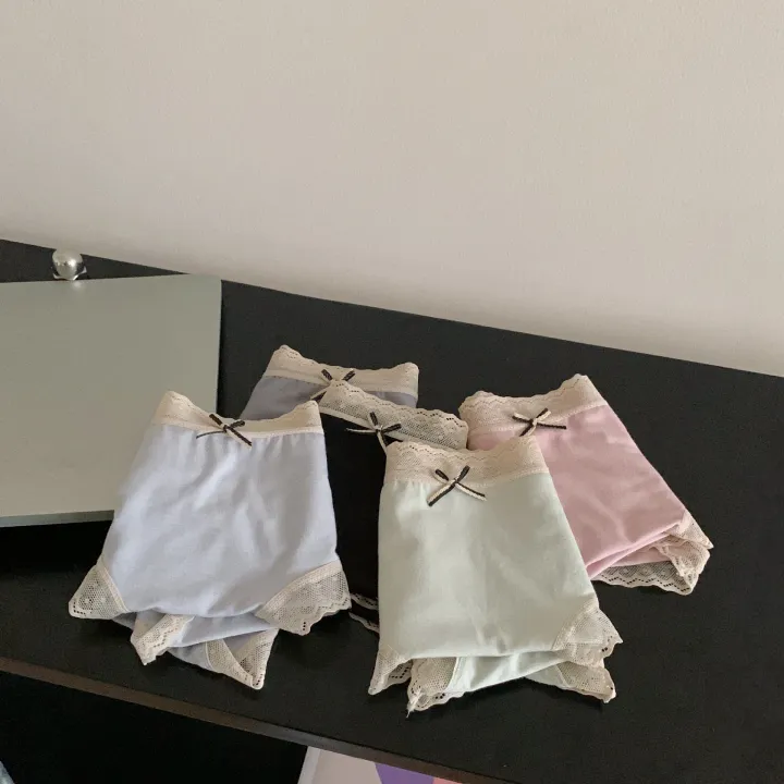 Japanese sweet modal lace women's panties, mid-rise seamless plus-size ...