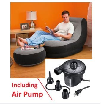 Intex 68564 Utra Lounge Chair With Footrest Inflatable, 2 In 1 Air Sofa ...