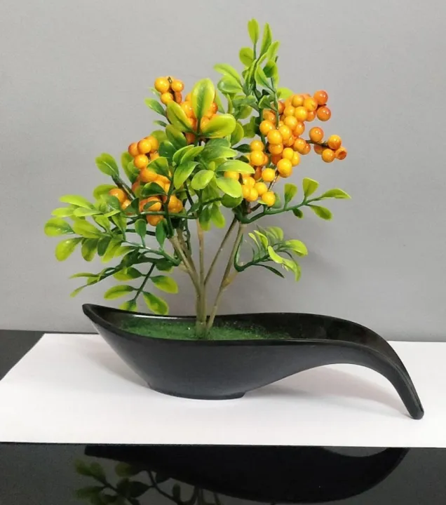 Artificial Rubber Cherry Flower With Fancy Pot For Room Decoration ...