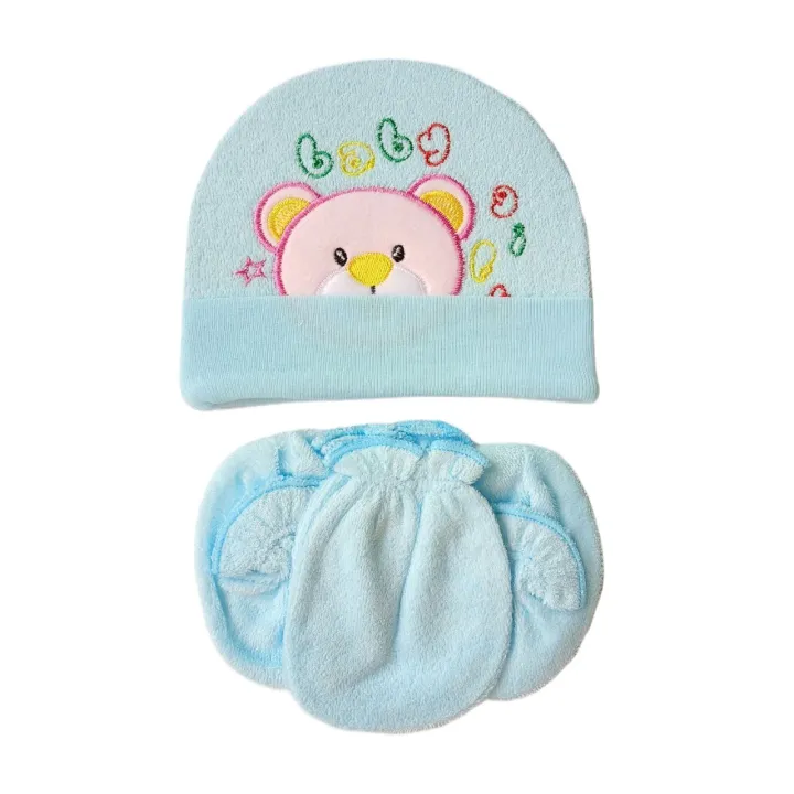 3pcs Soft Winter Warm Topi Muthi Panja Moja Cap Mitten Gloves Booty Set ...