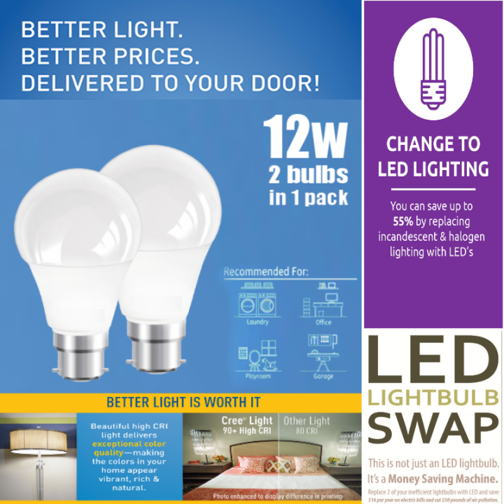 Orin Selects Best Energy Saving Lamp 1 Bulb LED 12w High Power 2 Combo ...