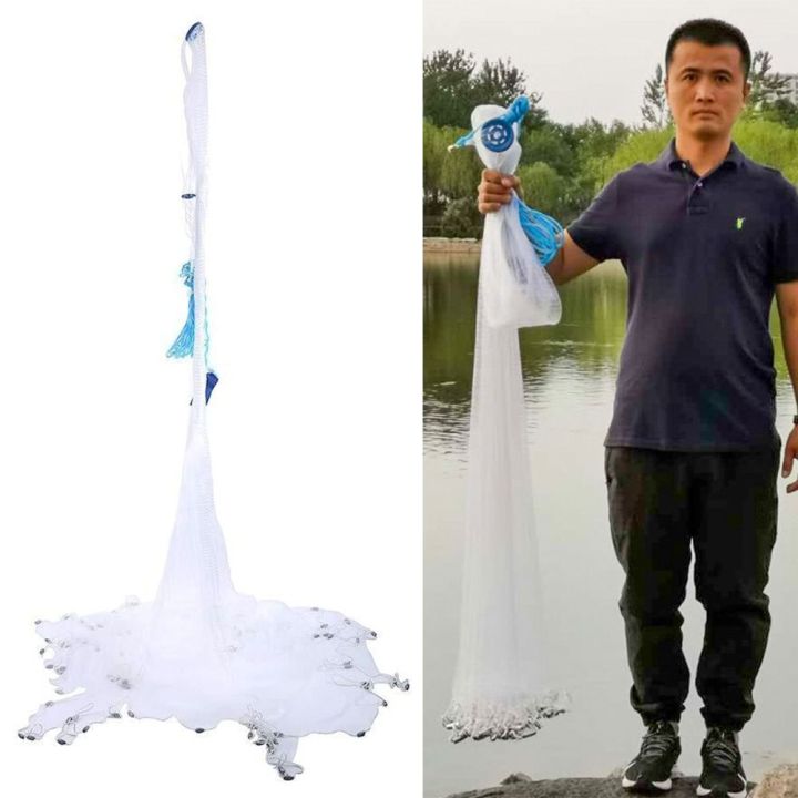 Easy Throw 6/8/10/12/16FT Net Bait Fishing Cast Fishing Net Fish Mesh ...