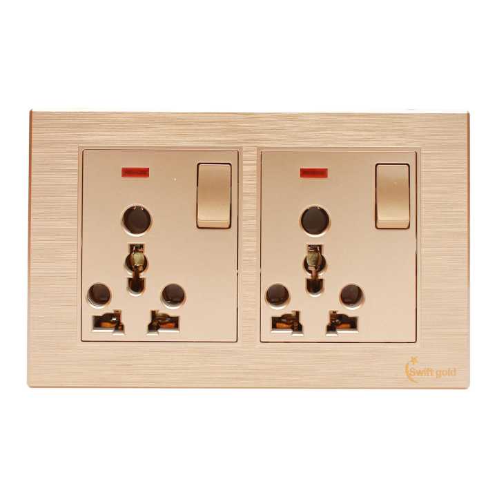 Gold Double Power Socket 16A FRLS Gold (3*5) | Daraz.com.np