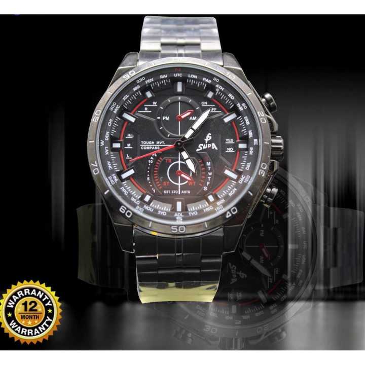 Supa Full Black Big Size Round Watch For Men | Daraz.com.np