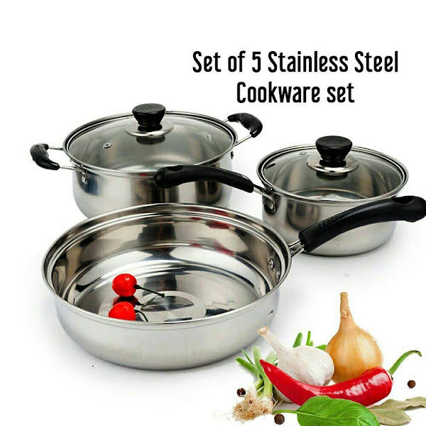 3 Pcs Cookware Set Stainless Steel | Daraz.com.np