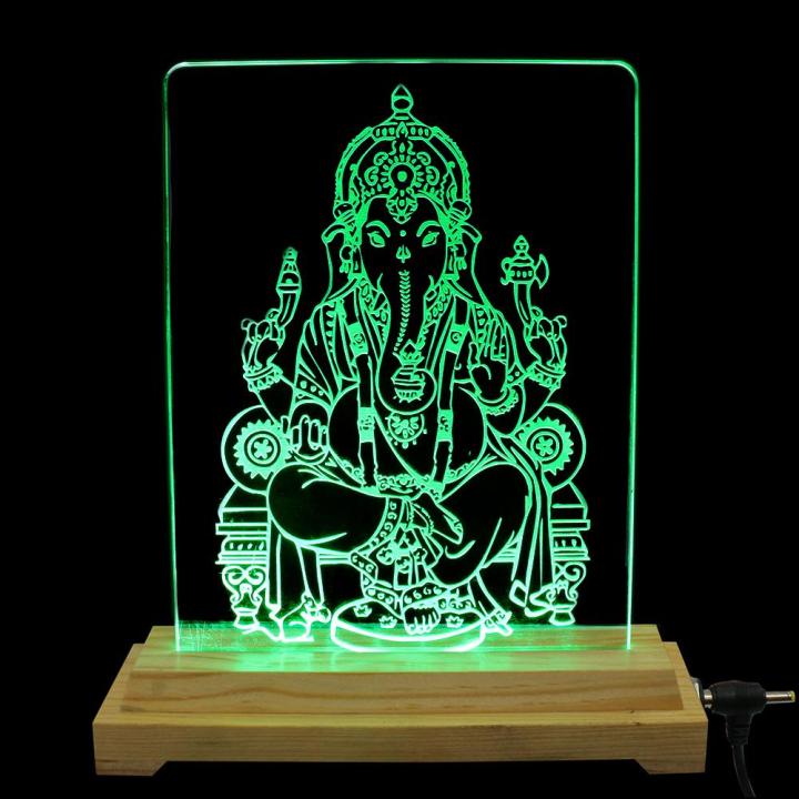 Led Lamp Green Acrylic Ganesh Electric Showpiece | Daraz.com.np
