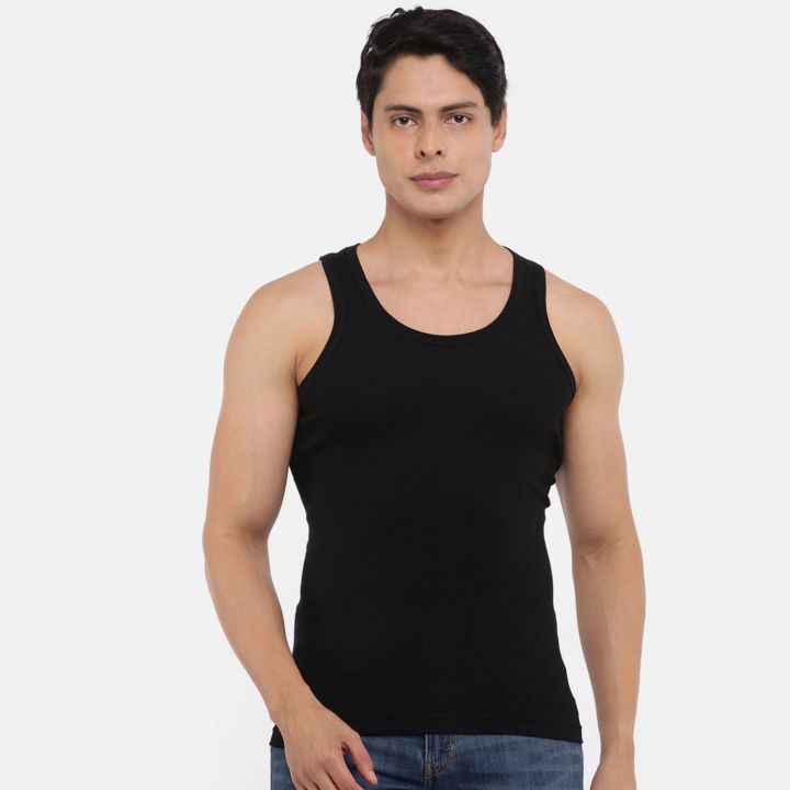 Dollar Bigboss Men Black Sleeveless Derby Cotton Vest Sando - Fashion ...