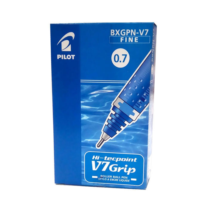 Bizzy Pilot Hi-tecpoint V7 Grip Roller Ballpoint Pen Fine 0.7 mm - Blue perfect pen for school ...