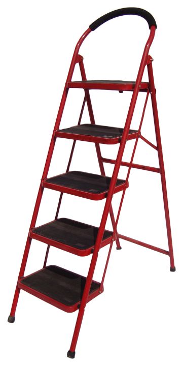 5 Steps Aluminium Folding Ladder Red | Daraz.com.np