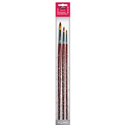 Pebeo Iris XL Round Paint Brush Set Of 3, Professional Brushes For ...
