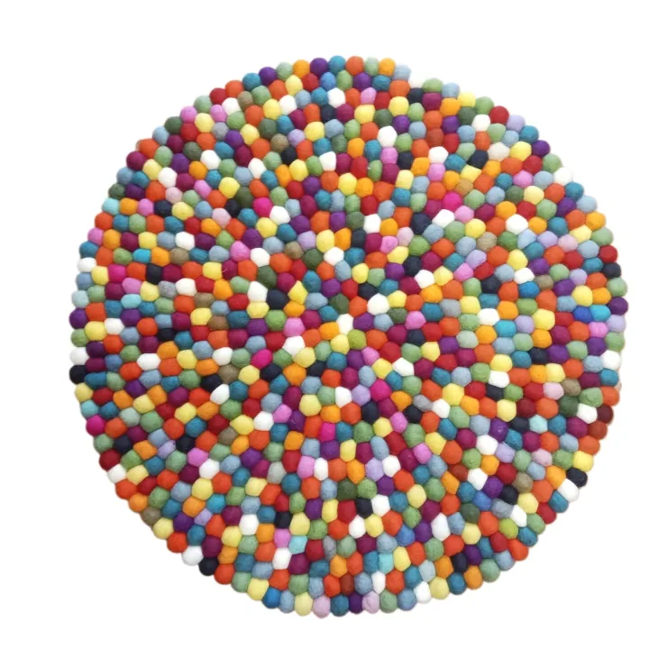 Multy Color 65 Cm x 65 Cm Round Felt Ball Carpet | Daraz.com.np
