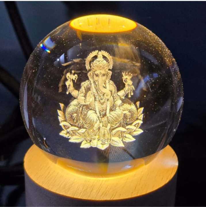 3D Decor Crystal Ball LED Night Light - Lord Ganesh | Daraz.com.np