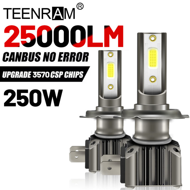 25000LM H7 Car Lights 250W CSP Chips LED Headlight Bulbs 6000K H4 H11 ...