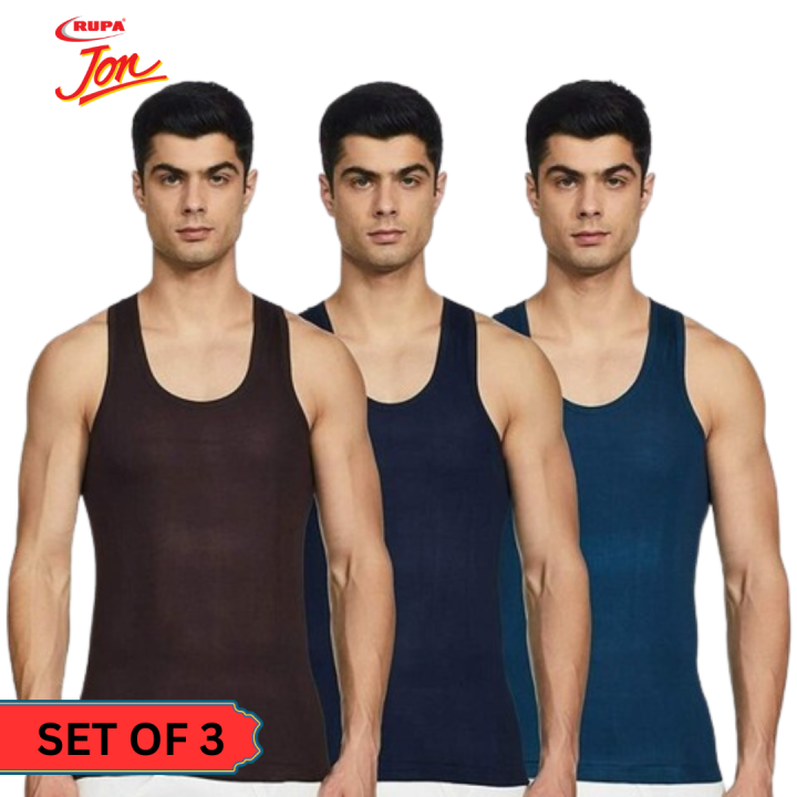 Rupa Jon RN Vest For Men (Pack Of 3) - Fashion | Innerwear For Men ...