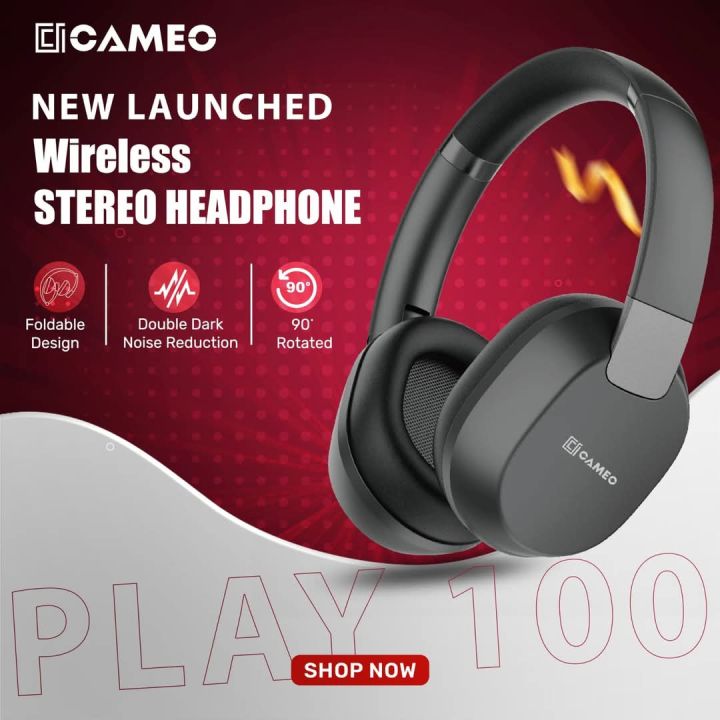 Cameo Play 100 Wireless Stereo Headphone Double Dark Noise Reduction ...