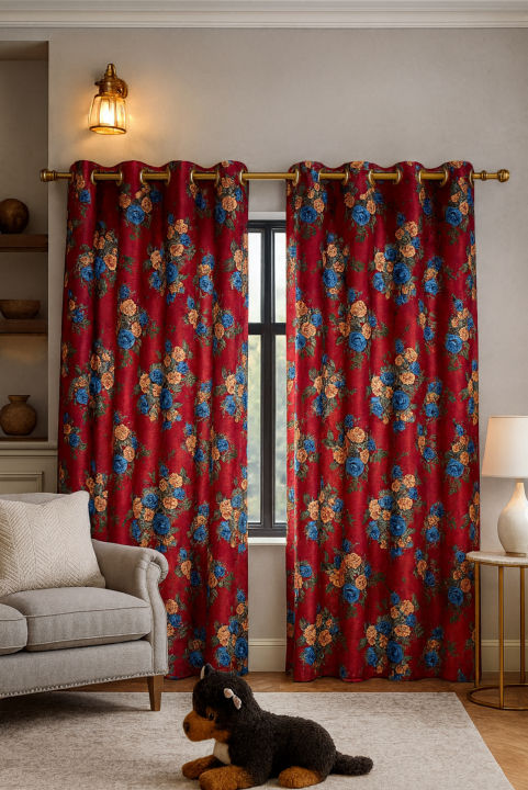 Multicolors 4*6 Feet 8 Rings Parda Curtain For Both Window And Door 1 ...