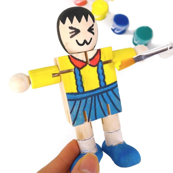 Educational Toys Handicraft Toy DIY White Blank Wooden Robot Doll ...