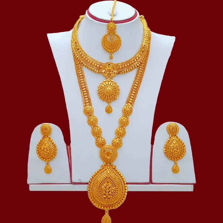 Gold Plated Rani Haar , Mini Haar Necklace Set with Earrings and ...