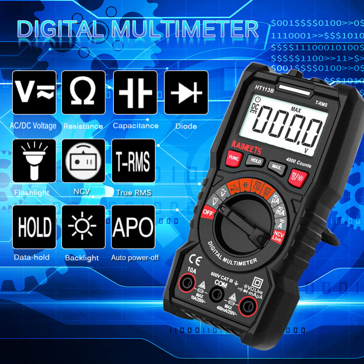 Digital Multimeter AC/DC Digital Mini Handheld Manual/Auto-Ranging ...
