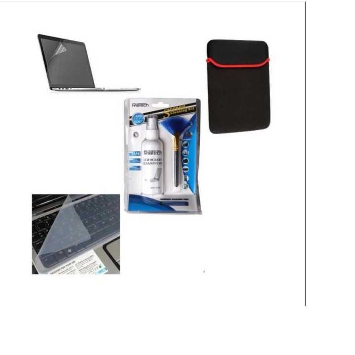Combo Of Cleaning Kit+Keyboard Protector+Inner Bag+Screen Guard For 14 ...