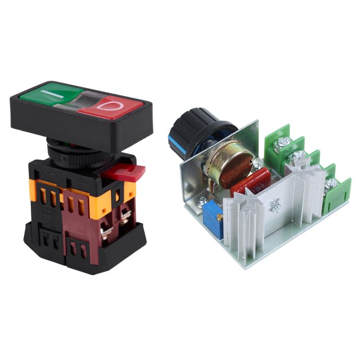 Nullmul 1 Pcs AC 220V Yellow Light ON-OFF START STOP Momentary Push ...