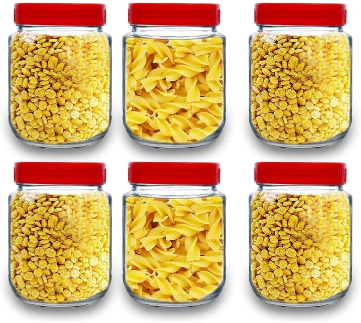 Round Transparent Container Kitchen Storage Glass Jar With Plastic Lid ...