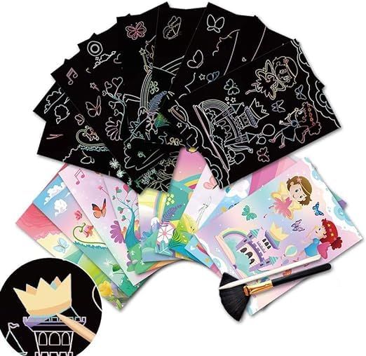 IS-Ho DIY Fairy Magic Scratch Art Pack for Kids-9 Sheets Double Sided ...